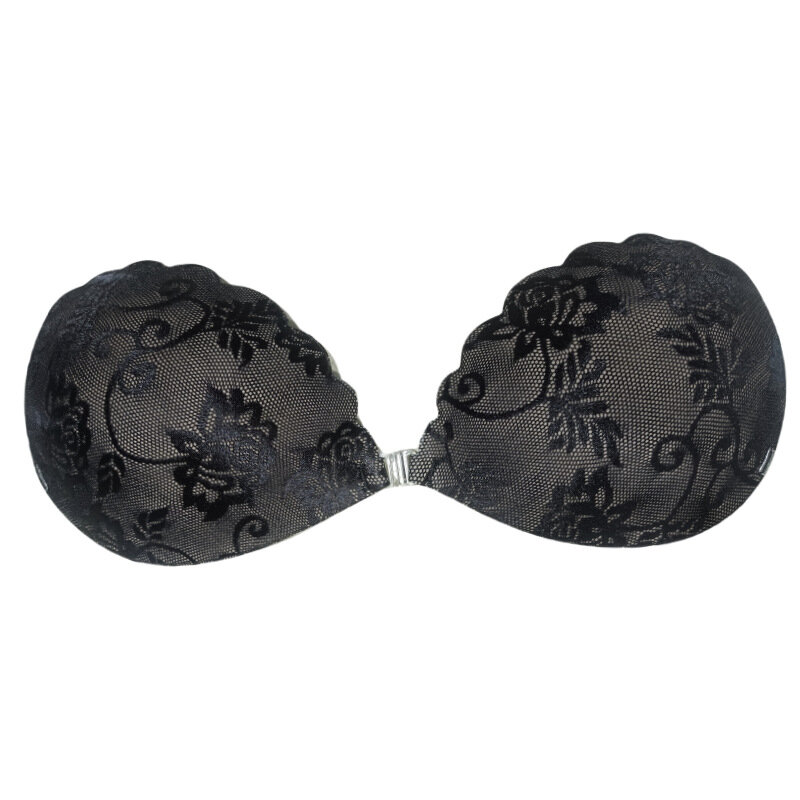 Бюстгальтер-невидимка, дышащий, с кружевной отделкой, черный, размер A