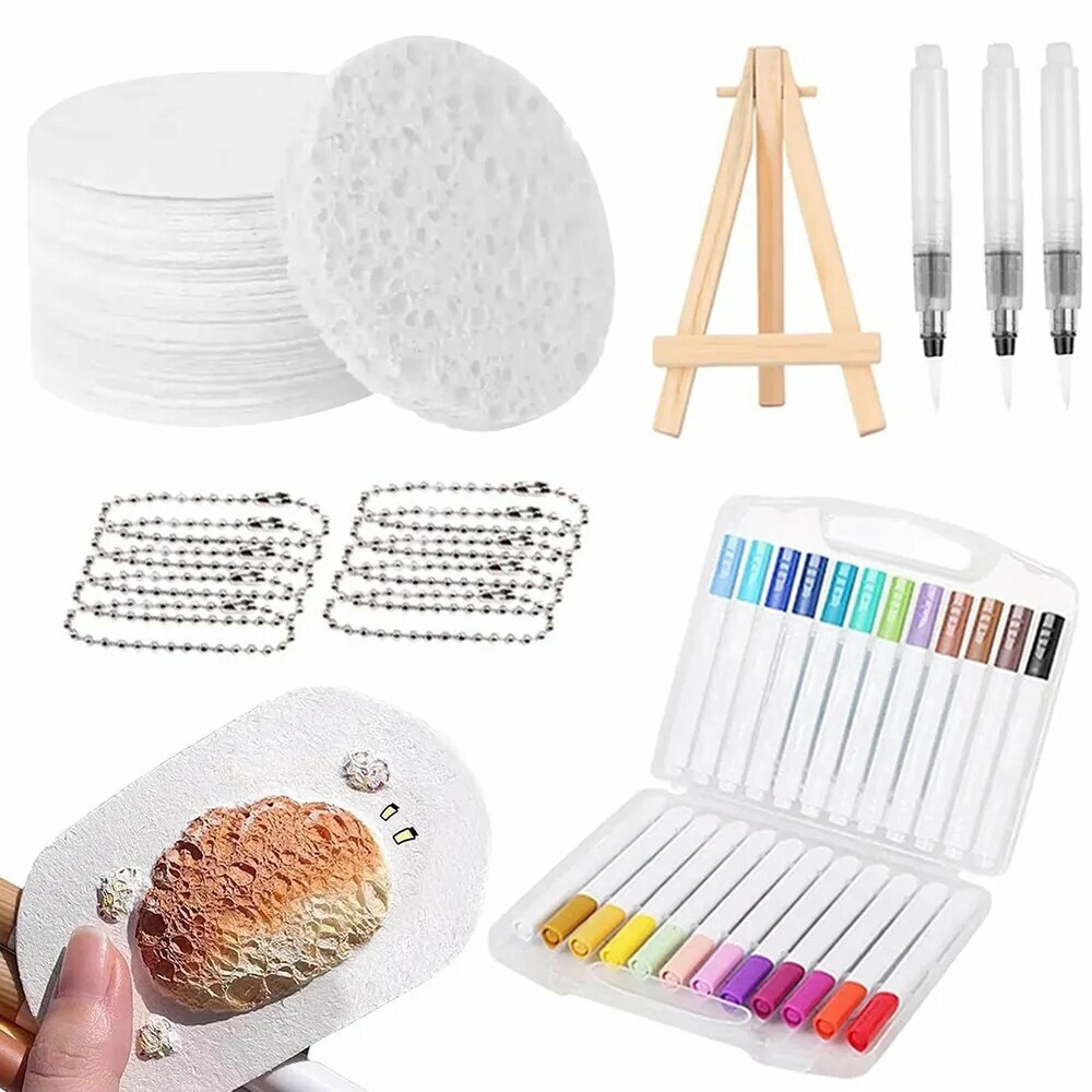 Набор для 3D рисования с пеной Текстура, 24 маркера, 10 листов бумаги, 3 кисти, подставка из дерева