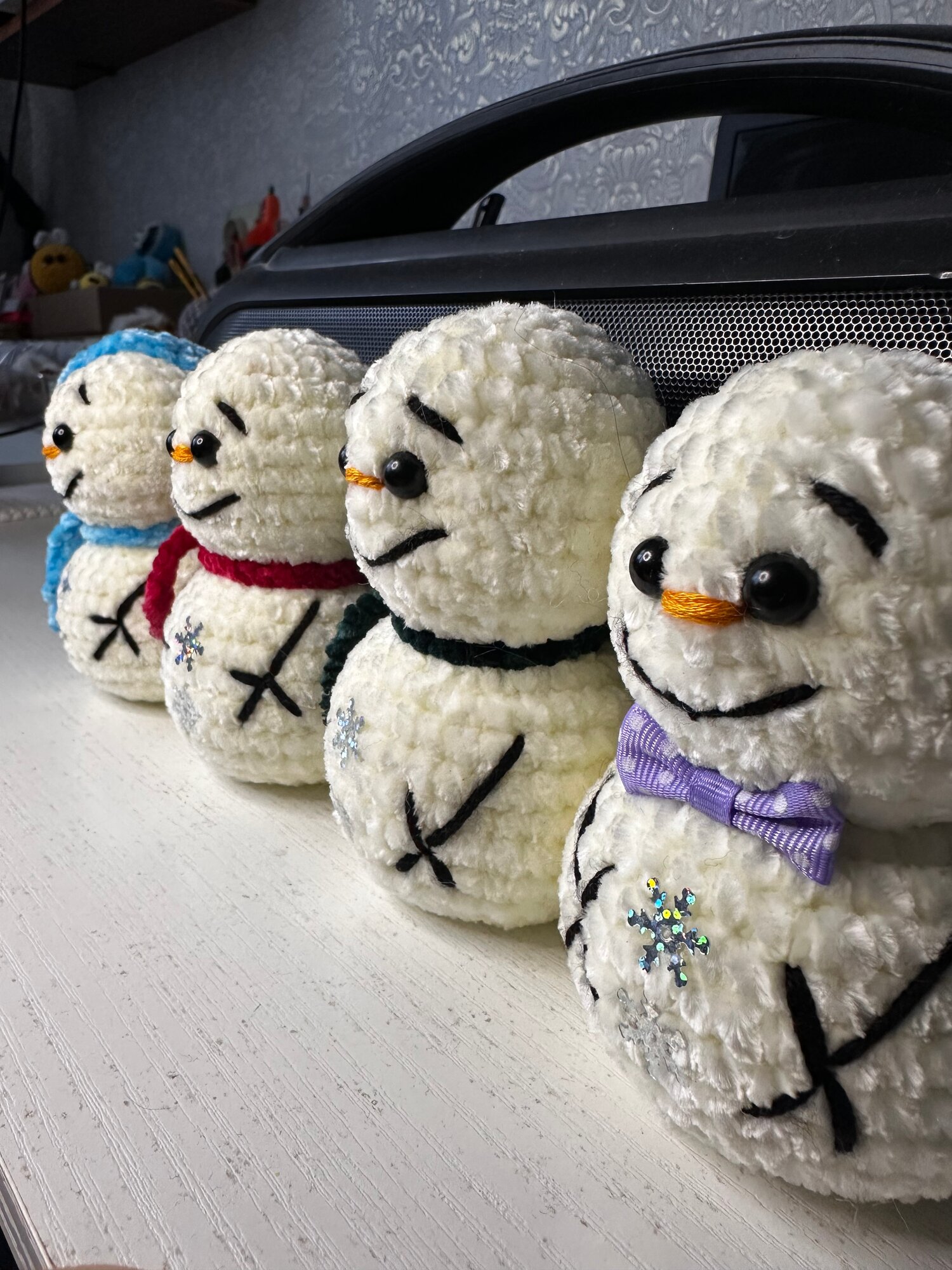 Игрушка брелок декор к новому году снеговичок