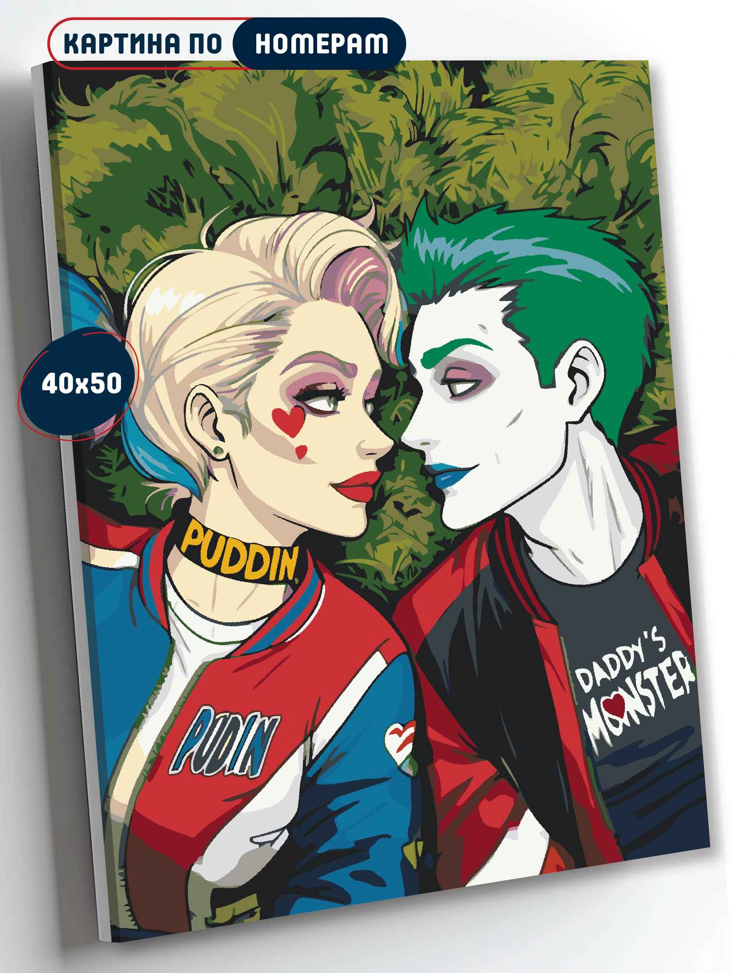 Картина по номерам "Харли и Джокер", Холст на подрамнике 40х50, набор для рисования