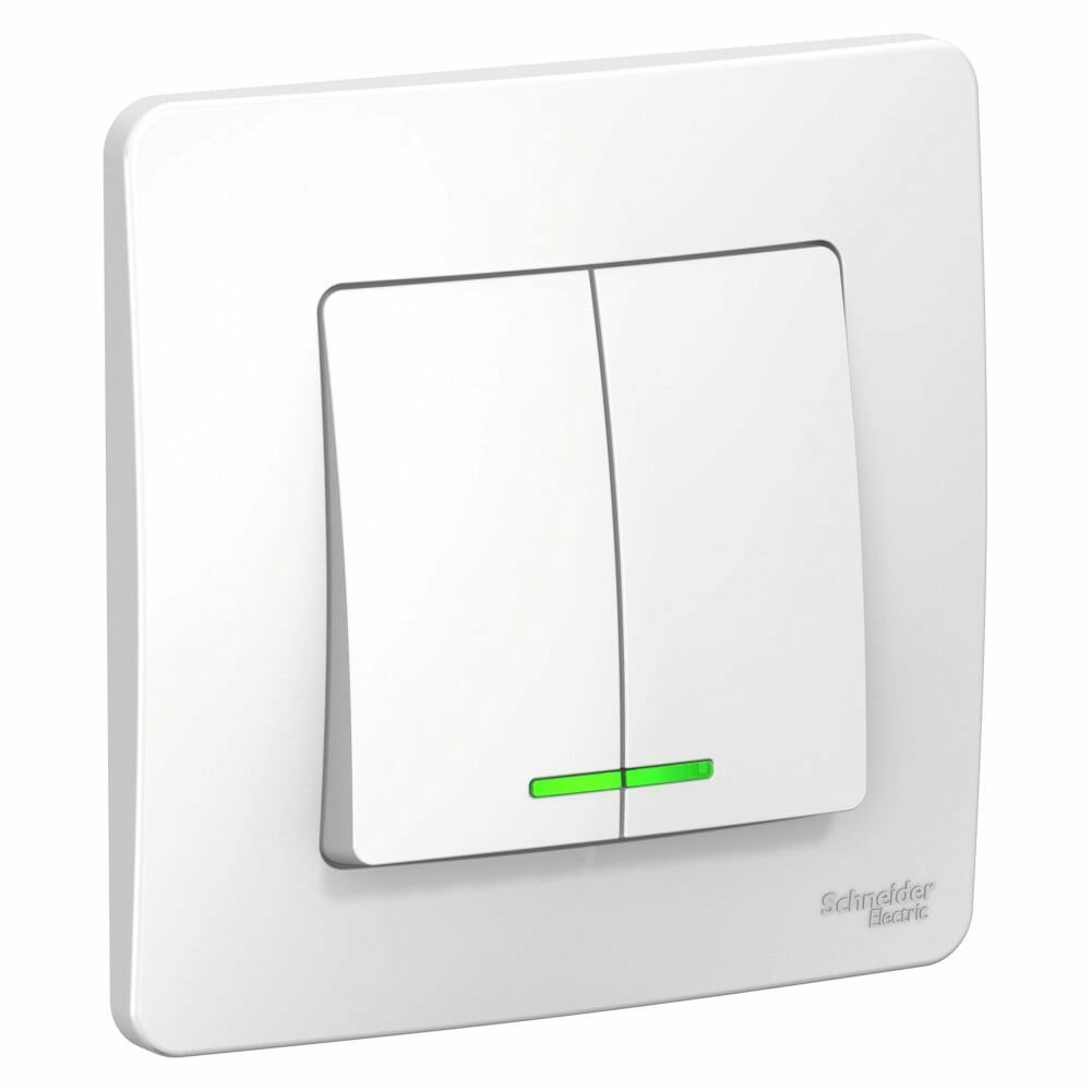 Выключатель 2-кл. СП Blanca 10А IP20 (сх. 5) 250В с подсветкой бел. SE BLNVS010511