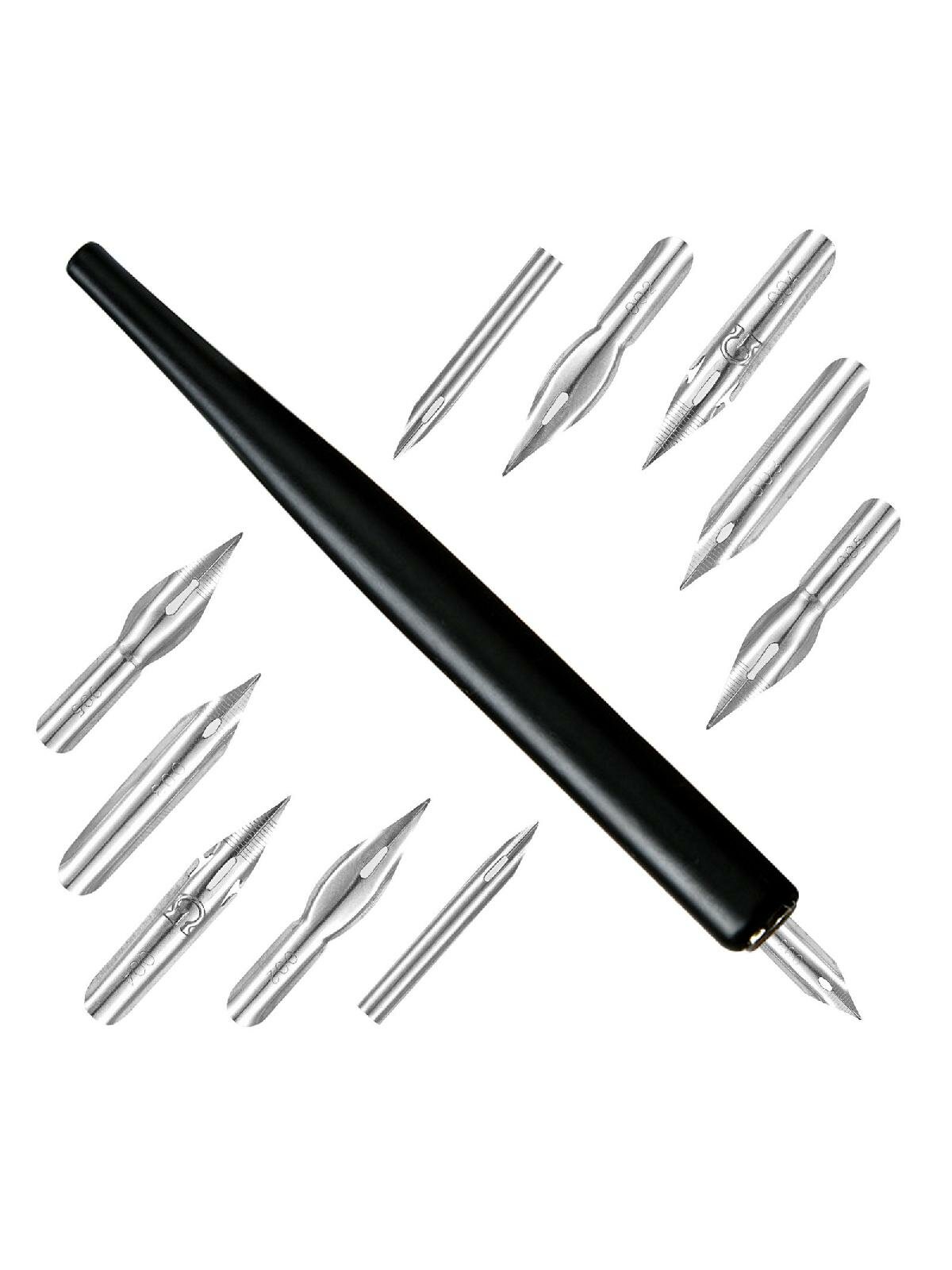 Держатель перьевой ручки из дерева с 5 сменными наконечниками для каллиграфии