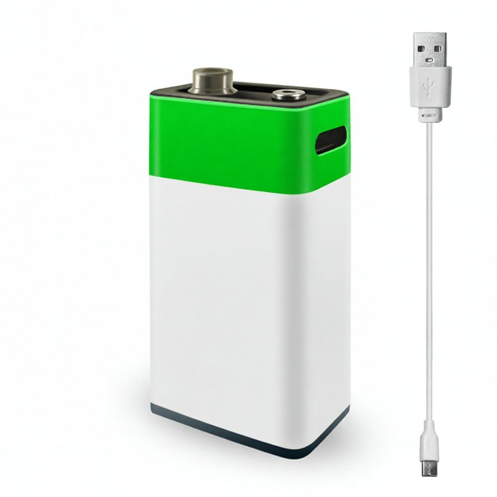 Перезаряжаемая литиевая батарея 9V с портом Type-C, 650 мАч, высокая емкость, постоянное напряжение, быстрая зарядка, экологически чистая, многоразовая батарея для микрофона и гитары.