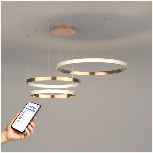 Умная люстра светодиодная Eurosvet Smart Posh 90275/3 медный, 100 Вт ...