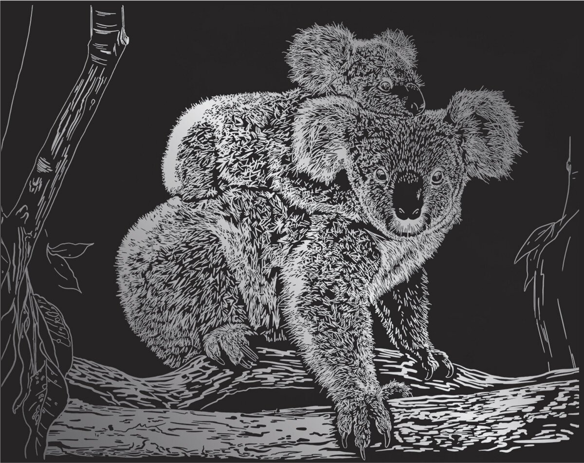 Hobbius SGHK-YY19 Набор для гравюры 20x25.5 см №47 Коалы серебро в серебристом исполнении