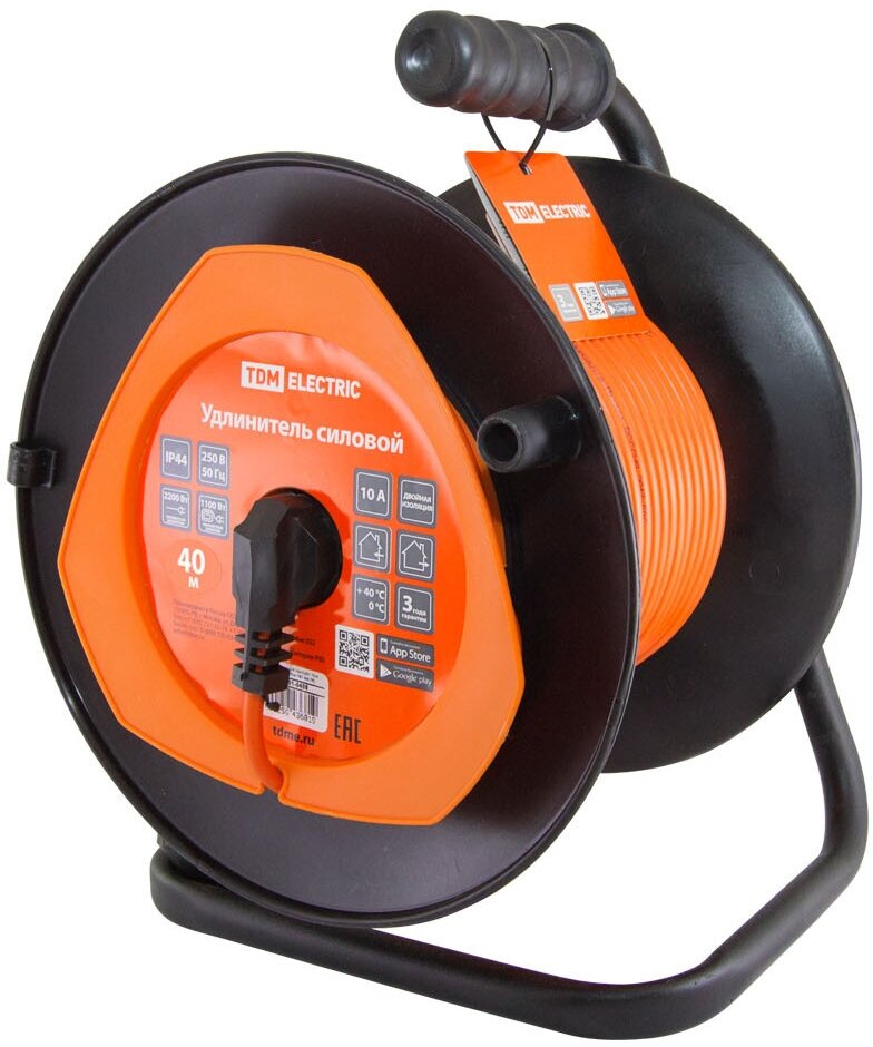 Удлинитель силовой УКз16-001 (штепс. гнездо/40м ПВС 3х1,0), TDM SQ1301-0511 (1 шт.)