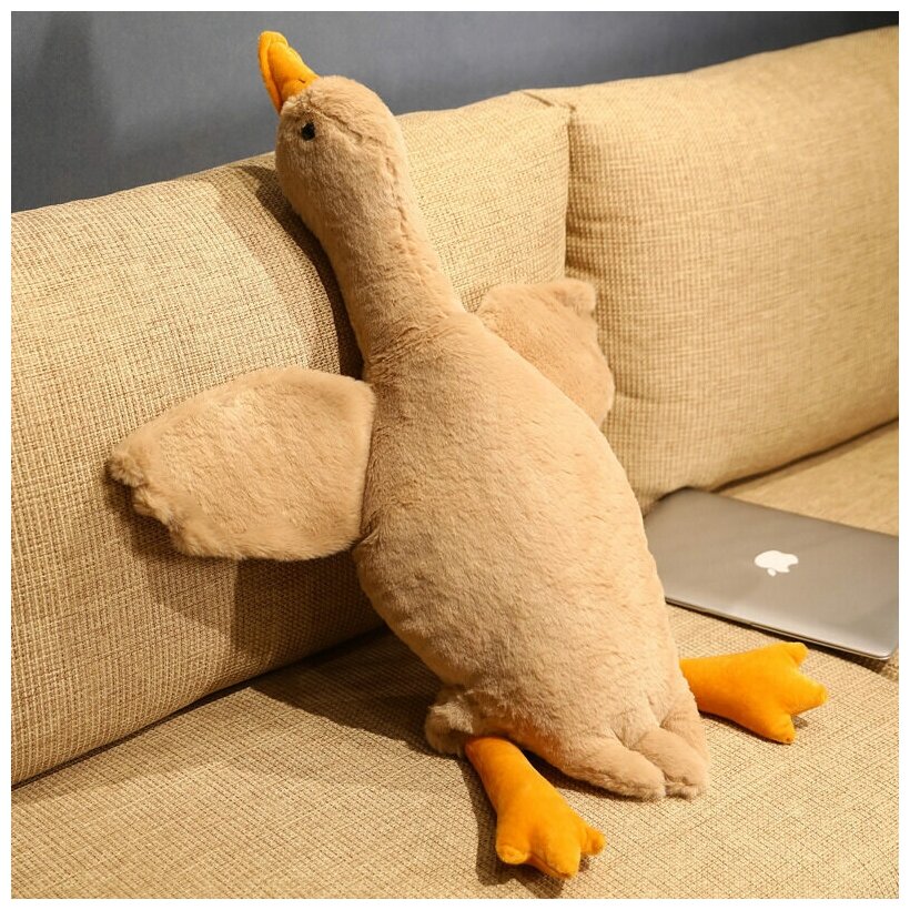 Большая белая гусиная подушка плюшевая игрушка вытяжная подушка обнимает и спит Коричневая большая гусь подушка_0,2 kg