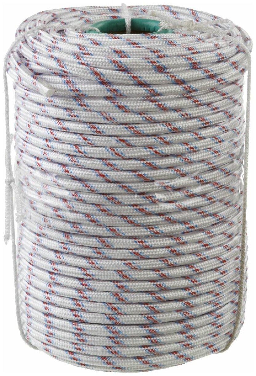 Полипропиленовый фал СИБИН 24-прядный d 10 мм 100 м плетеный с сердечником (50215-10)