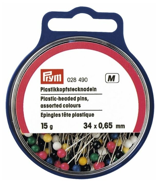 "PRYM" Булавки с пластмассовой головкой 028490 1 шт в пластиковой упаковке с европодвесом