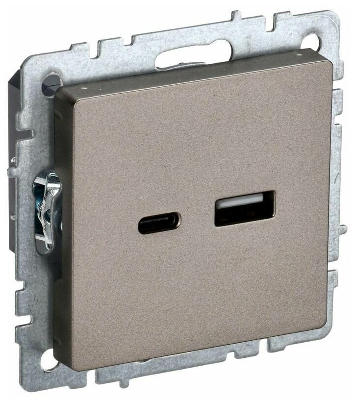 Розетка BRITE USB A+C 18Вт РЮ11-1-БрШ механизм шампань IEK BR-U22-018-K37