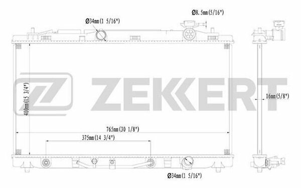 Zekkert Радиатор охлождения двигателя для Toyota Camry (V40) 08- Lexus ES (V40) 06- АКПП