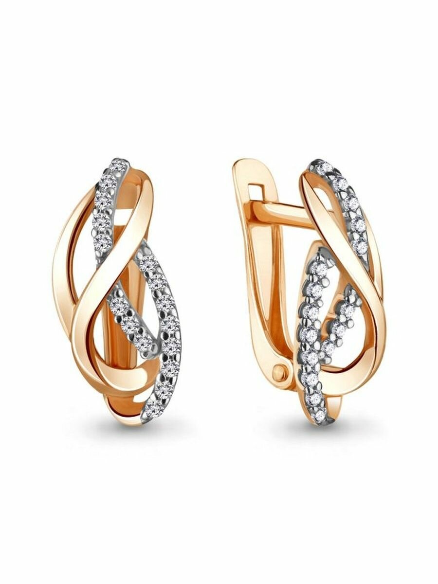 Серьги, красное золото, 375 проба, фианит