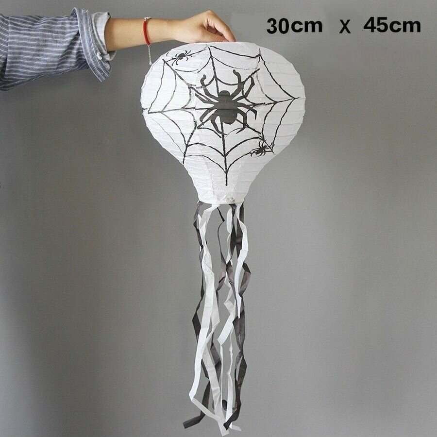 Подвесной фонарик Хэллоуин Паутина с пауком 30х45 см