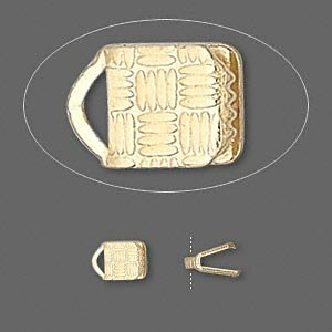 Концевики, 7х5мм (ширина 5мм), зажимы для ленты, в клеточку, базовый материал - латунь, позолоченные, пара