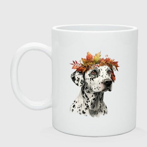 Далматинец в венке из осенних листьев Кружка