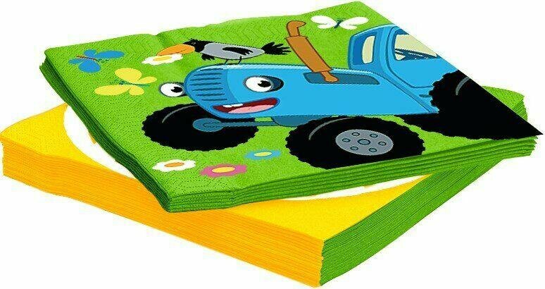 Салфетки, Синий трактор, С Днем Рождения, 33*33 см, 20 шт.