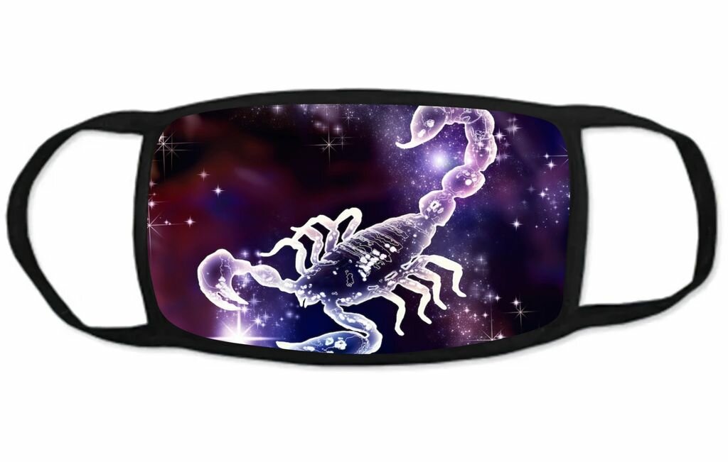 Маска защитная тканевая на лицо со знаком зодиака Скорпион №10, Взрослая - 20 на 12,5 см