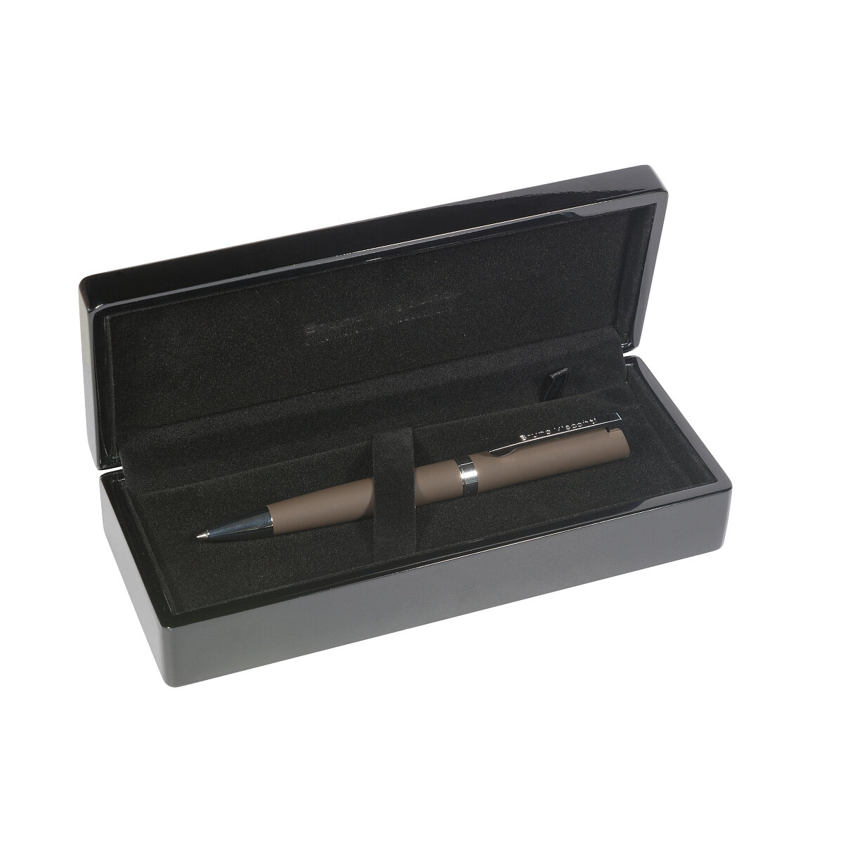 Ручка "MILANO" шариковая В деревянном ЛАК. Футляре, 1.0 ММ, синяя (корпус коричневый, футляр черный)