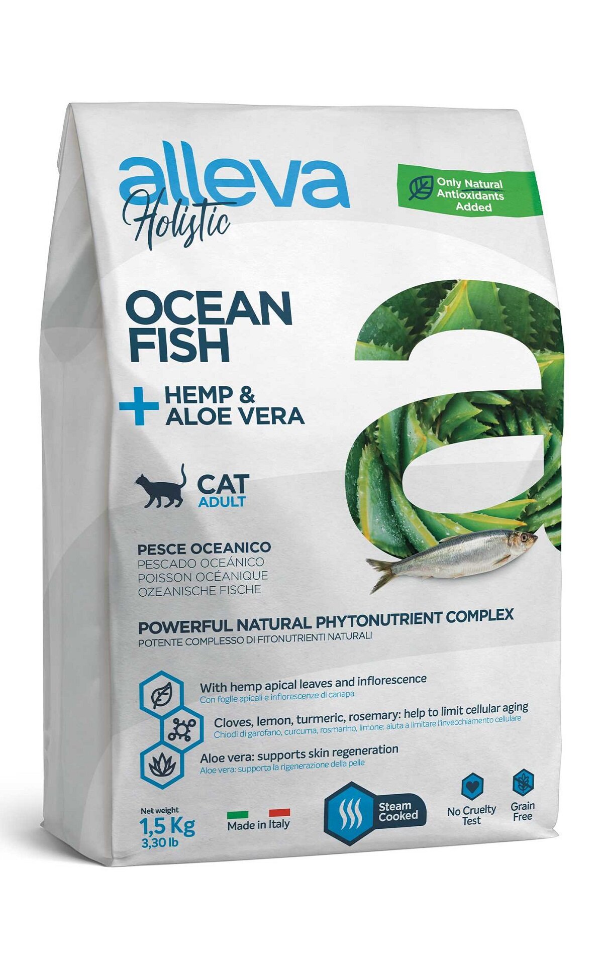 ALLEVA HOLISTIC Корм сухой для взрослых кошек с океанической рыбой 1,5 кг
