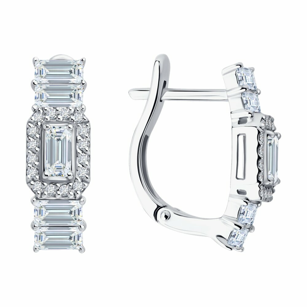 Серьги, белое золото, 585 проба, бриллиант выращенный