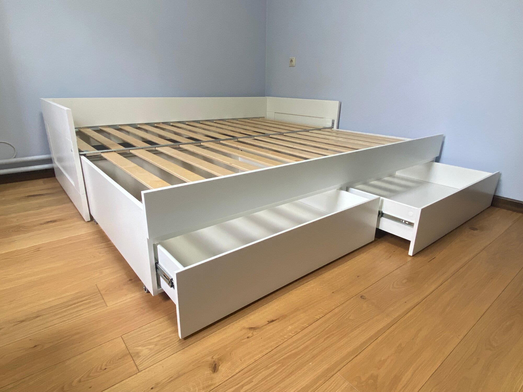 Раздвижная Кровать Шведский Стандарт, ДСП, 90х200х180, белая