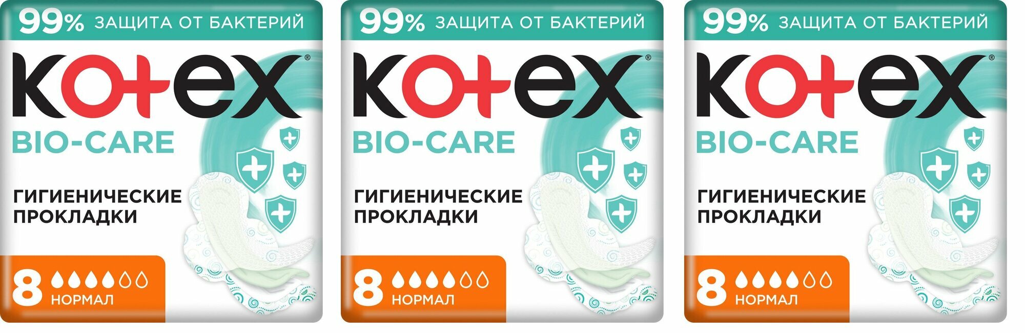 Прокладки KOTEX, BIO-KEA Normal, 8 шт, 3 уп
