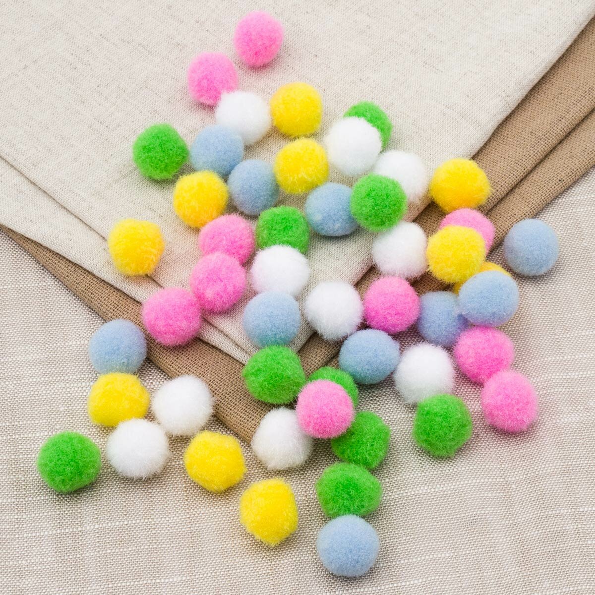 Помпоны для творчества 'Пастель', 15 мм, 5 цветов, 50 шт, Astra&Craft