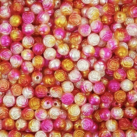 Бусины ШвейТорг "Розочка", акрил, фигурные, диаметр 8мм, цвет коралловый, 250г