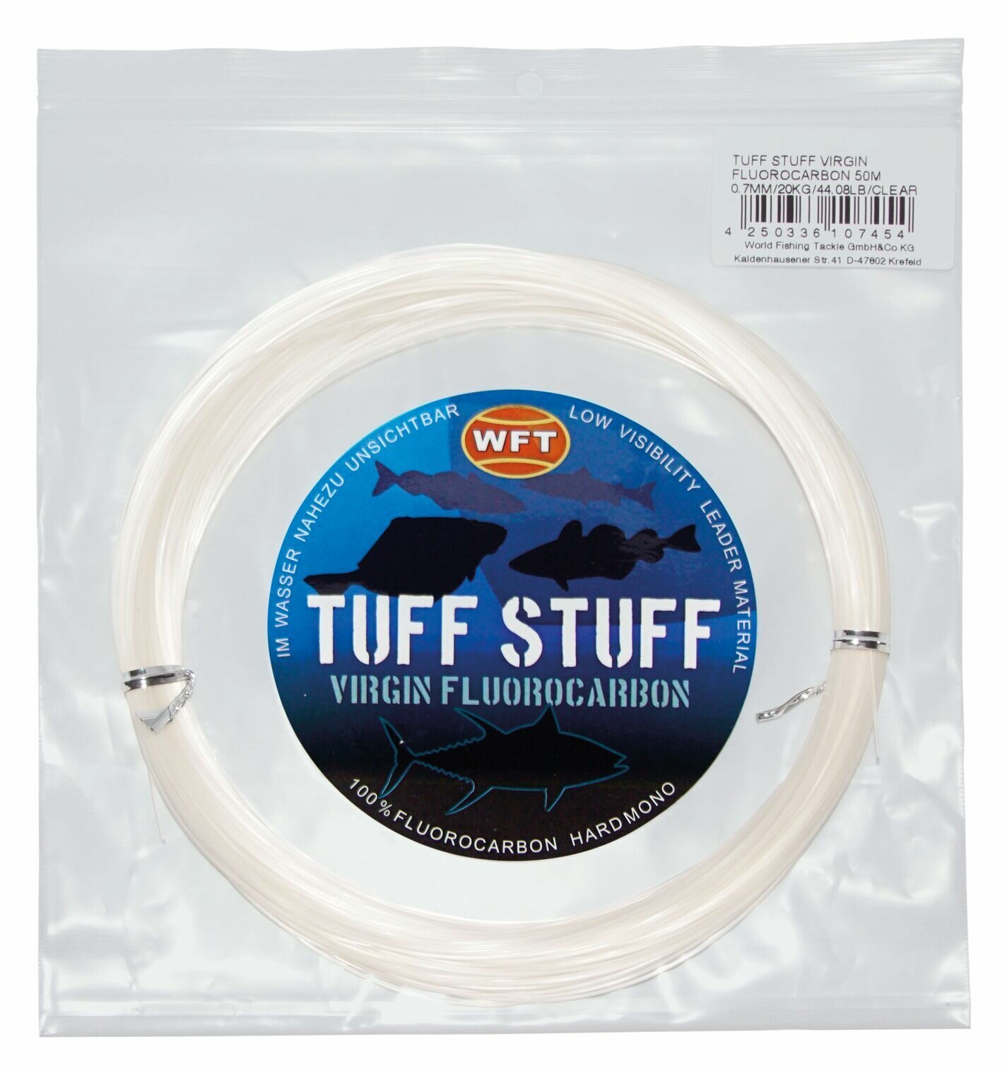 Леска монофильная флюкарбоновая для летней рыбалки WFT KG TUFF STUFF FLUOROCARBON 050/100