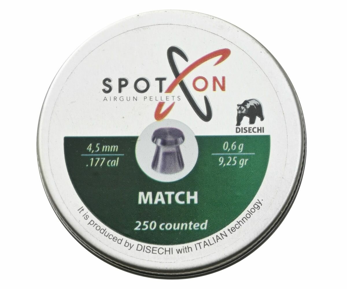 Пули SPOTON "Match", для пневматики, 4,5 мм, 0,60 гр, 250 шт.