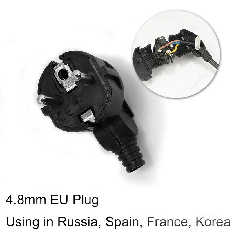 Европейский адаптер DelightFire EU Plug-Black 4.8mm