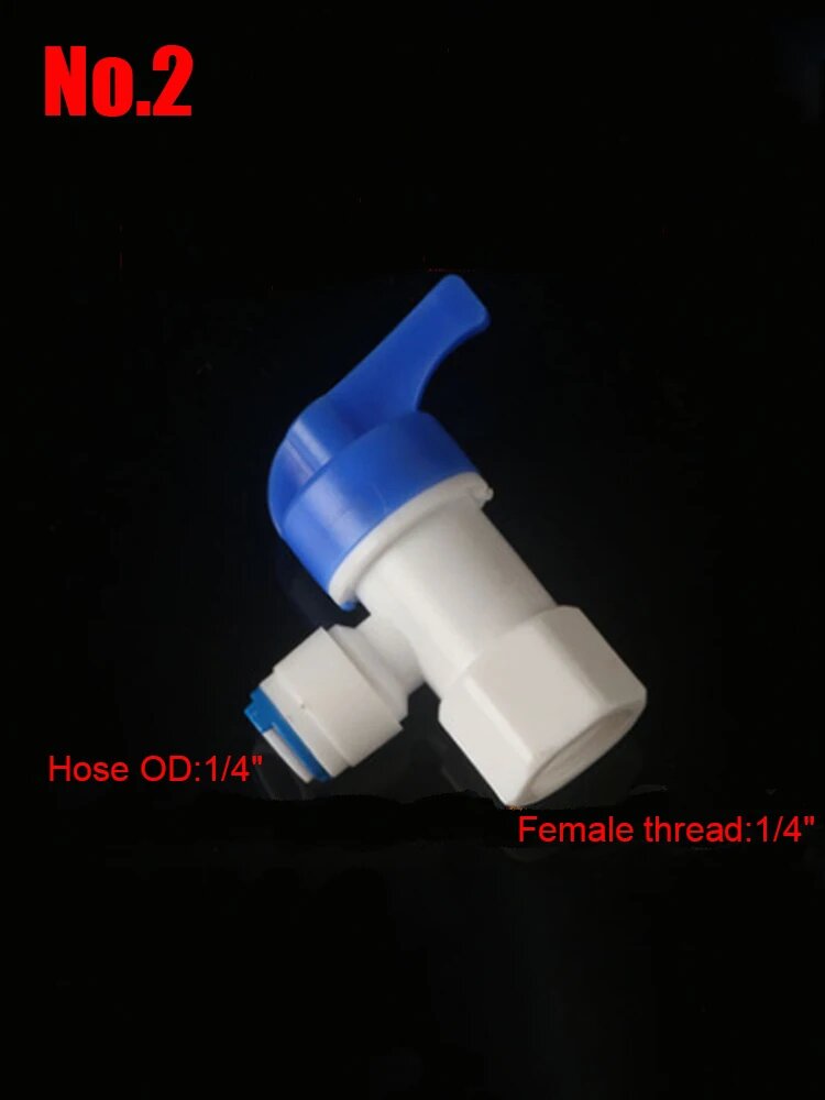 Пластиковый шаровой кран RO для аквариума 1/4" NO.2