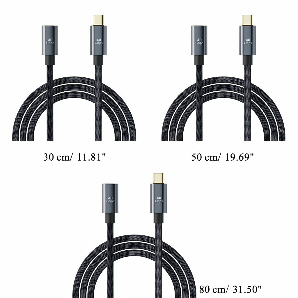 USB-концентратор,100W удлинитель Type C male to female - 0.8m, 1 шт