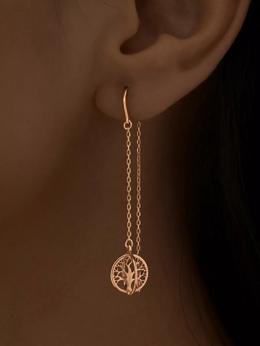 Серьги цепочки, серебро, 925 проба, золочение