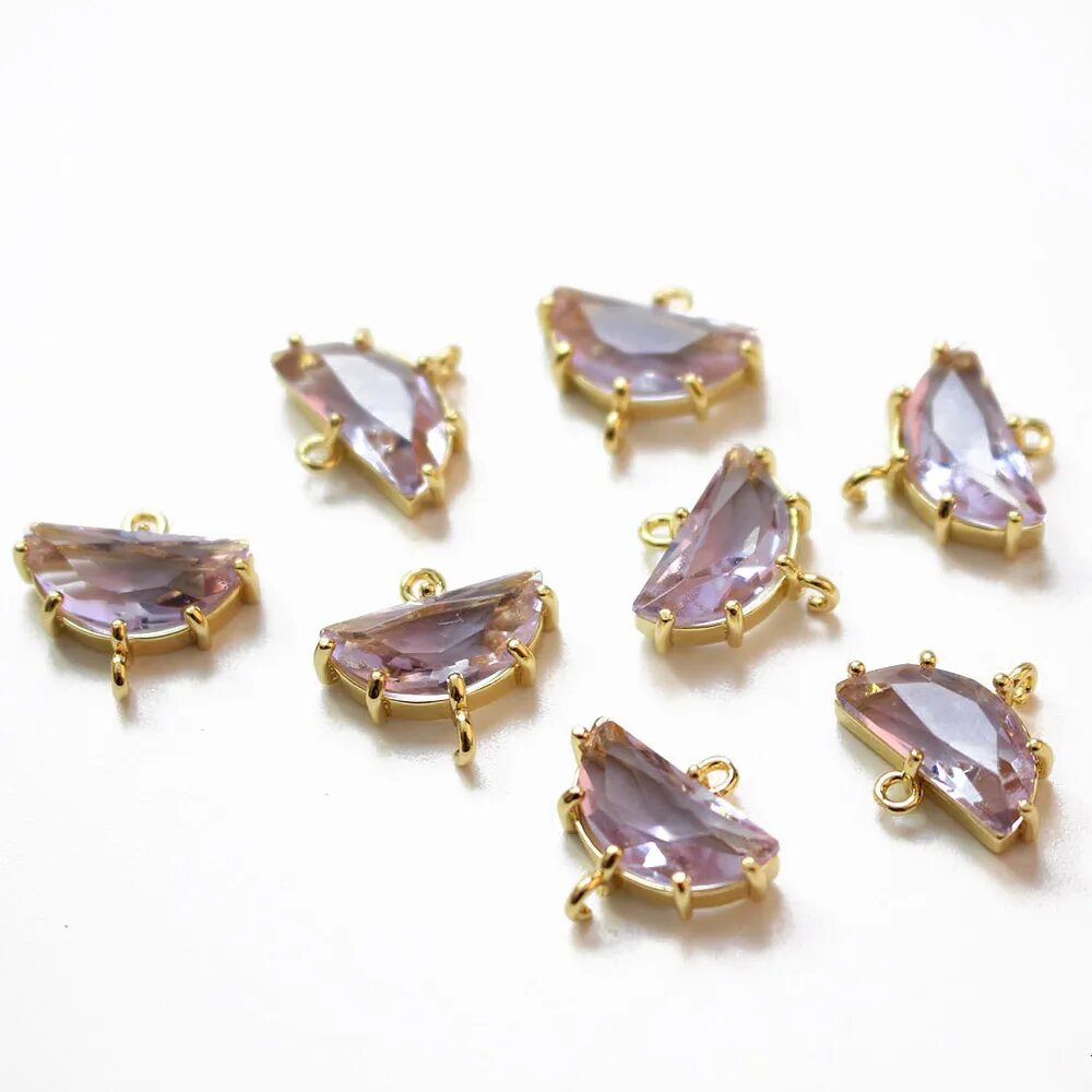 4 шт. Позолоченные кристаллы подвески для сережек Фиолетовый, Purple.