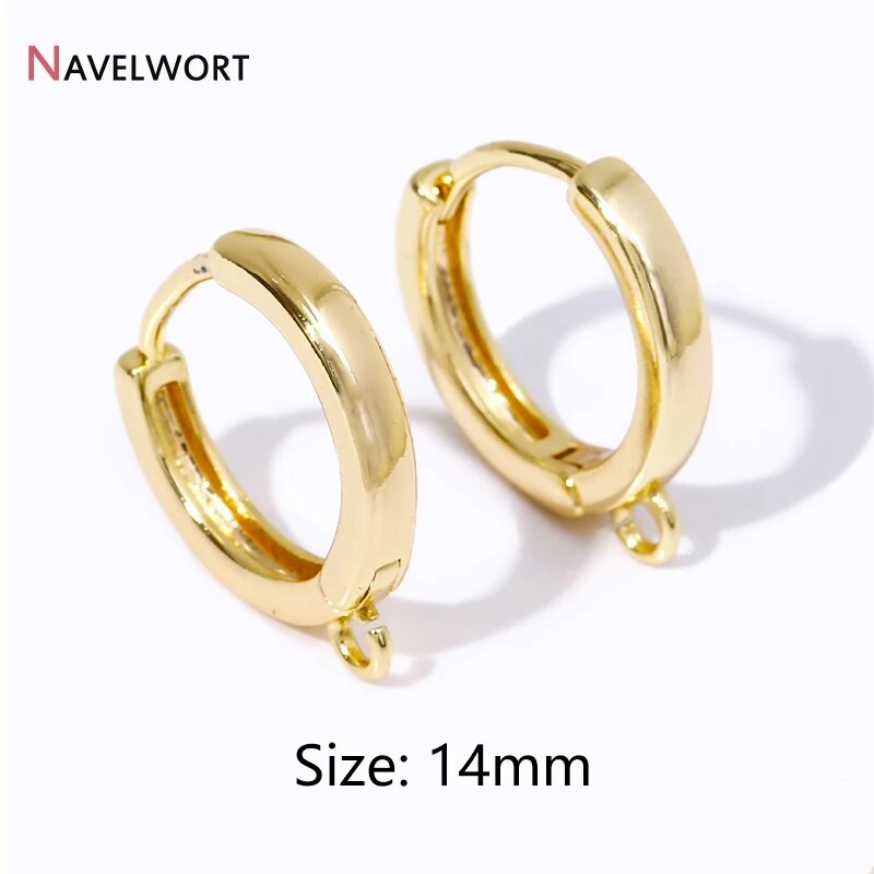 Латунные застежки для сережек Huggie с позолотой 14 карат NAVELWORT 4 пары 3 Pairs