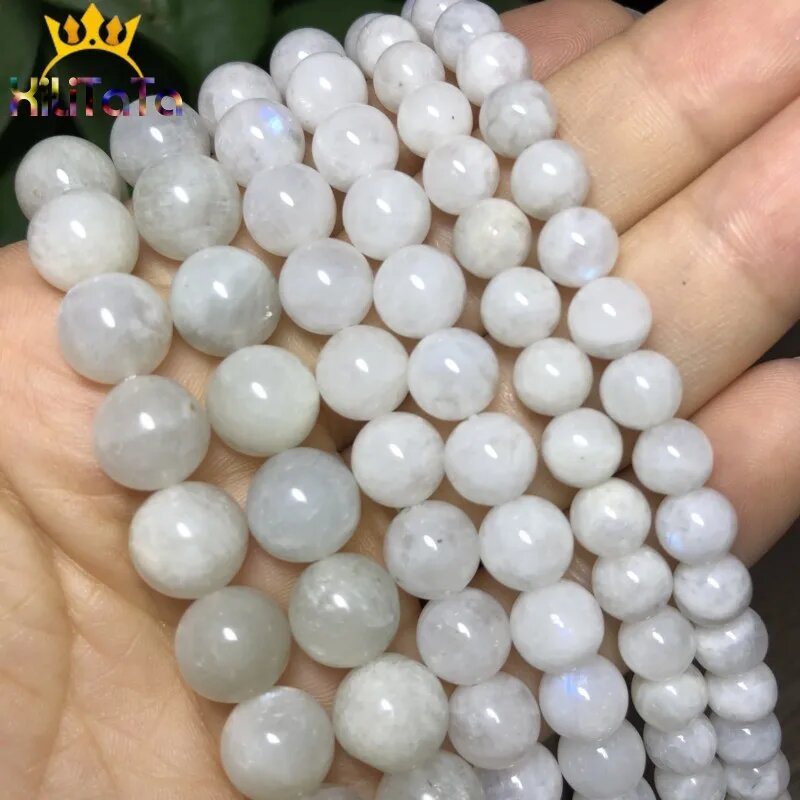 Бусины лунный камень синий 10 мм (36 шт)