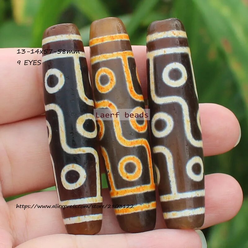 Тибетские бусины из агата 9EYES, 13-14x57-58мм