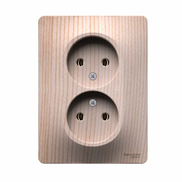 3 шт. Systeme Electric Glossa Сосна, Розетка 2-ая без заземления,16А, в сборе, GSL001520