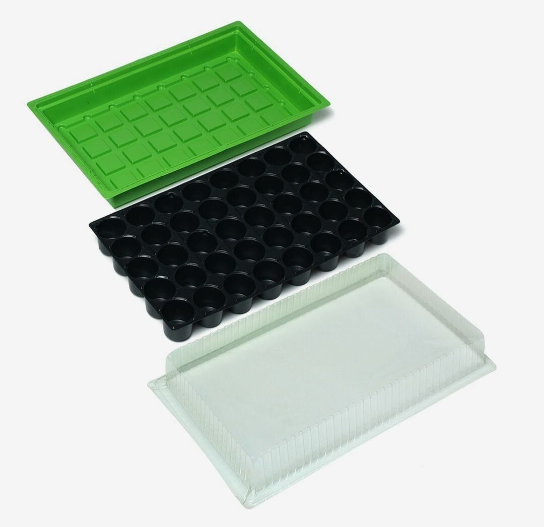 Мини-парник для рассады 3 шт, 57 36 13.5 см, 1 вставка, 40 ячеек,