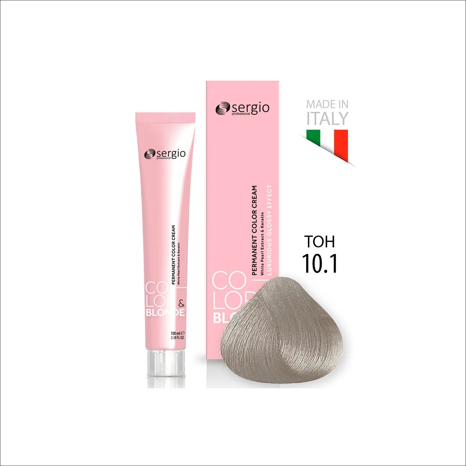 Перманентный краситель для волос 10.1 очень светлый блондин пепельный, 100мл, sergio professional