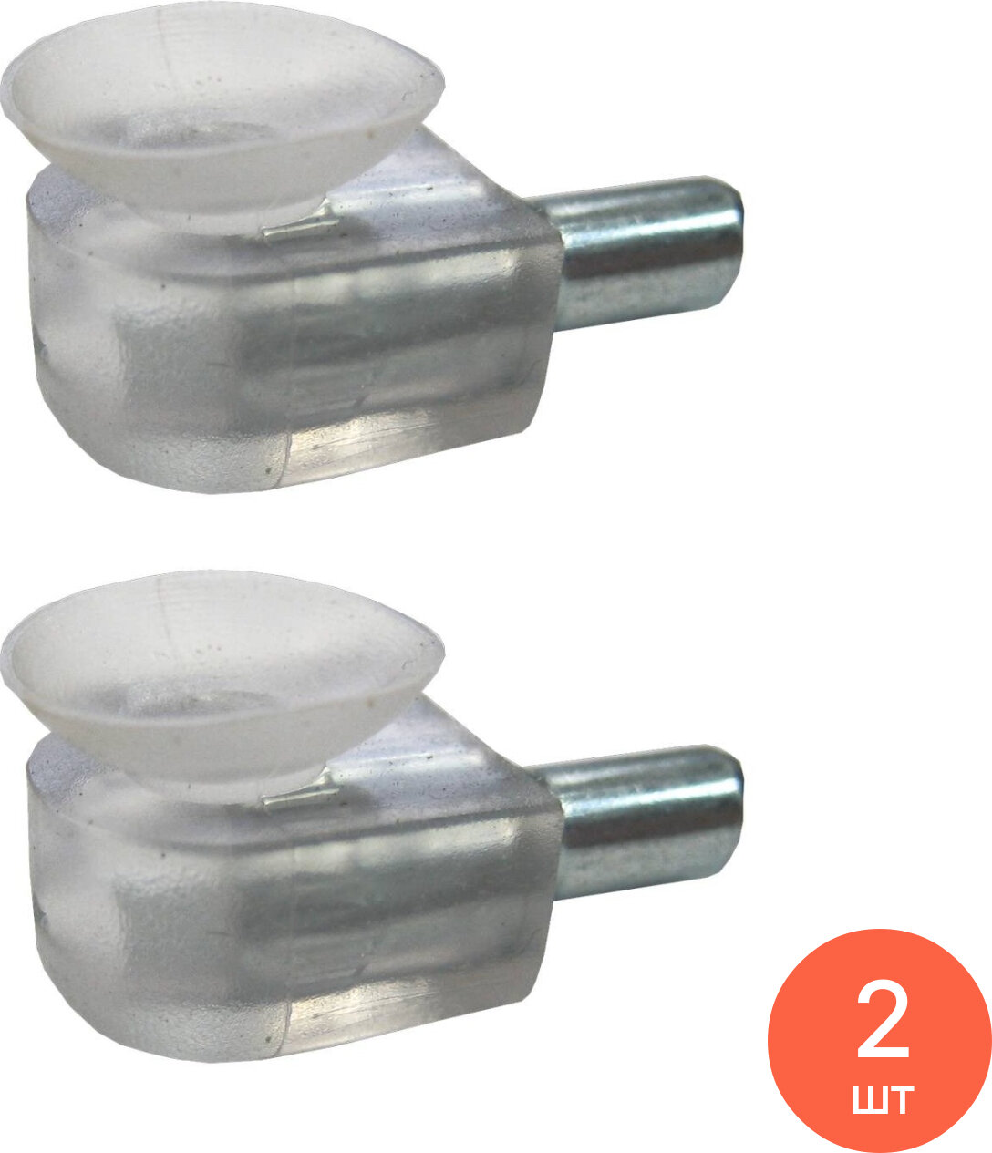 Держатель для полки Element / Элемент стеклодержатель с присоской, из металла и пластика, прозрачный, 5мм, 4шт. в упаковке / фурнитура для мебели, полкодержатель (комплект из 2 шт)