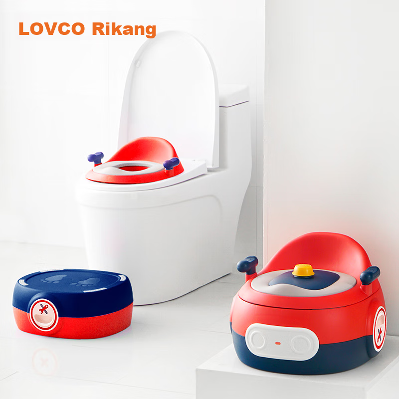 Rikang Children's Toilet, Baby Potty Training Seat, Infant Potty, PU Cushion with Three-In Function, Red X2004-1