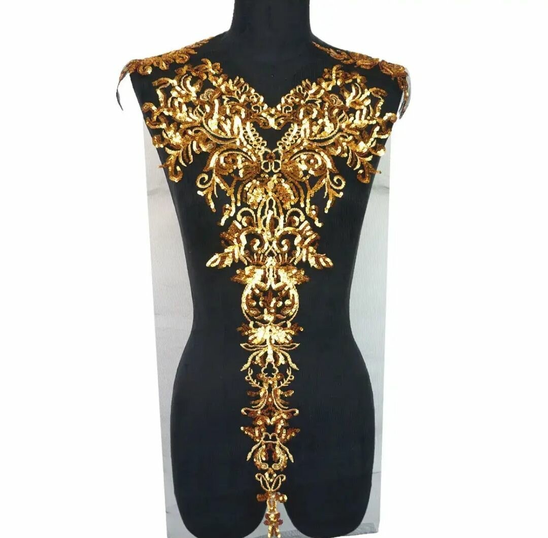 Декор пришивной пайетки на сетке 60*30 см