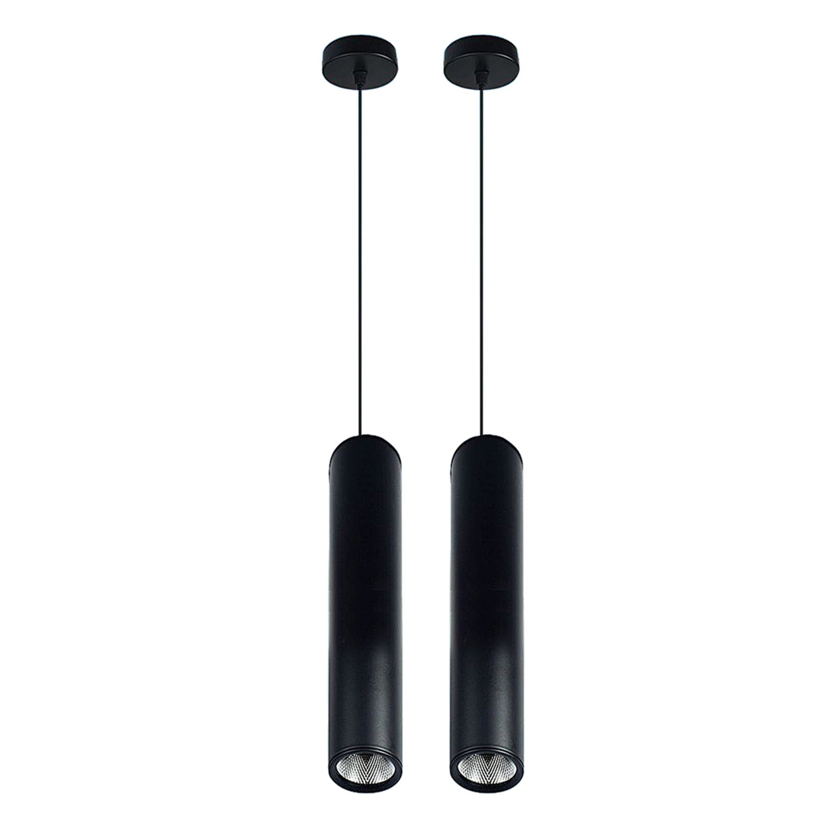 2X черные минималистичные люстры для кафе, теплые белые светодиодные прожекторы для ресторанов, COB, цилиндрическая люстра