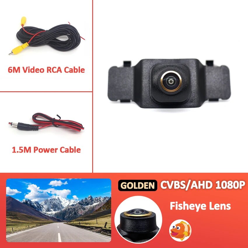 Золотая AHD автомобильная камера переднего бокового вида CCD с объективом «рыбий CVBS 1080x720P