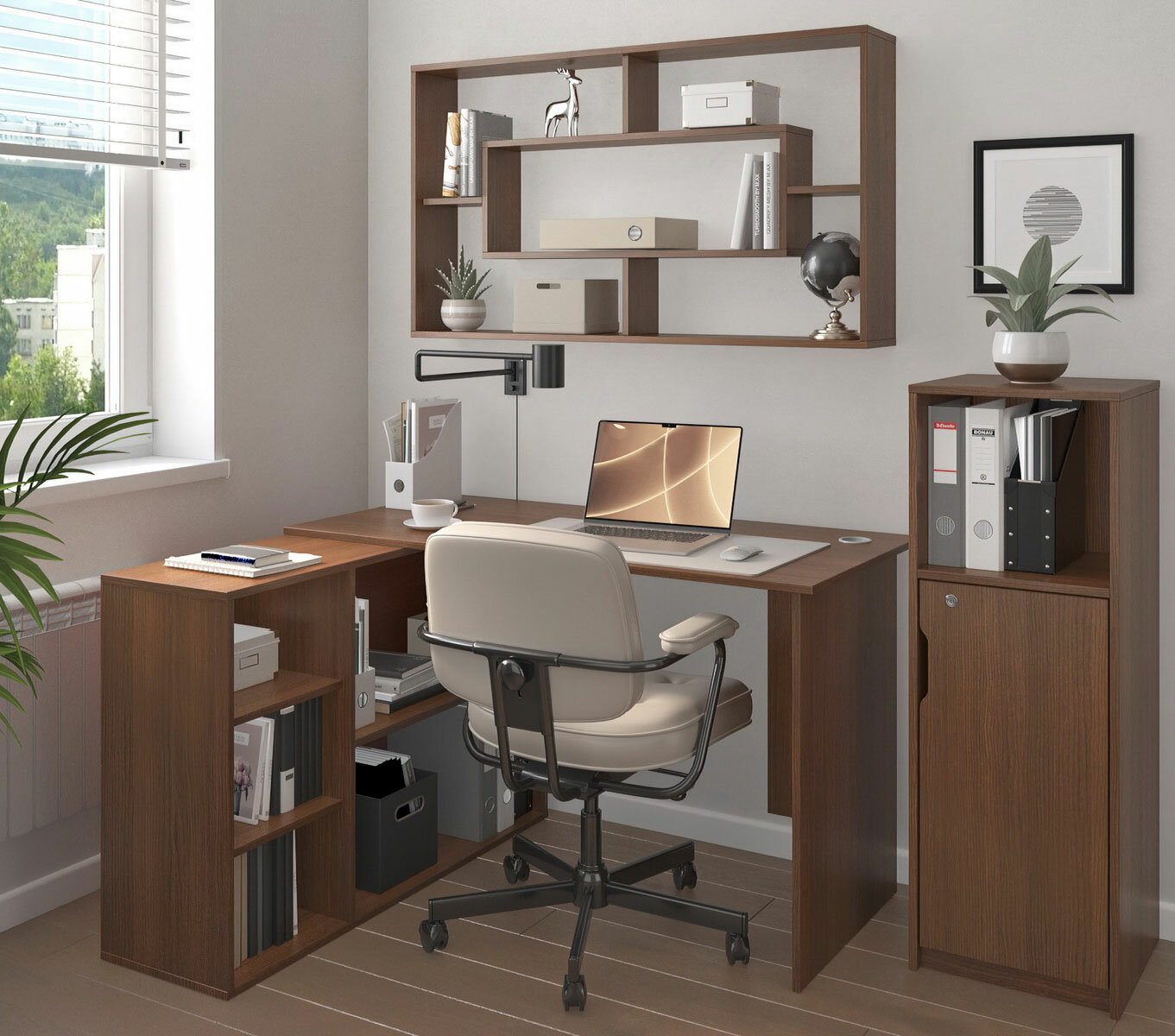 Письменный стол МагМебель Б94Л с пеналом и полочкой (комплект) орех