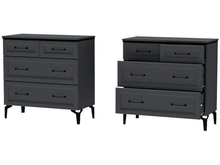 Комод с 4-мя ящиками, шариковые напрваляющие, минимализм, Антрацит