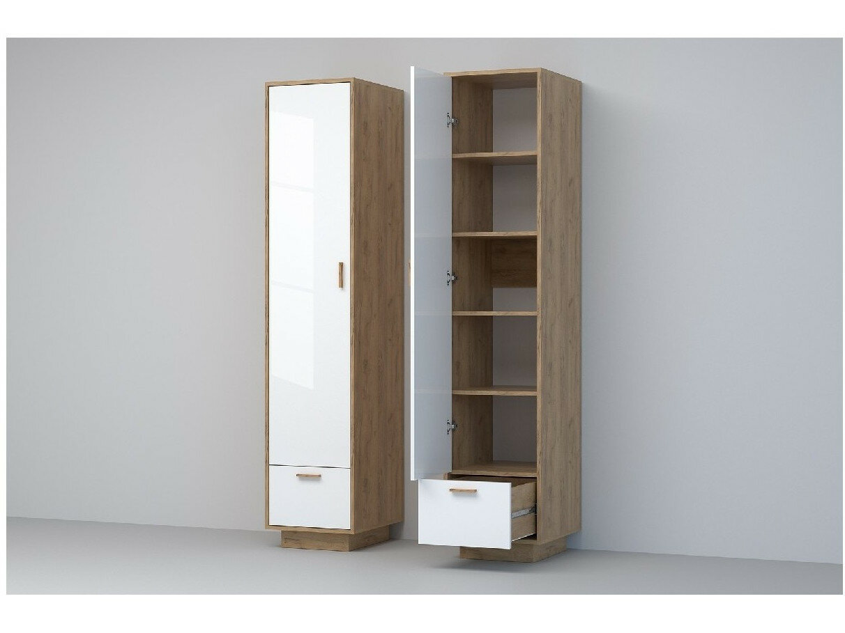 Пенал П-1 ПД, в скандинавском стиле, Глянец Белый/Крафт золотой