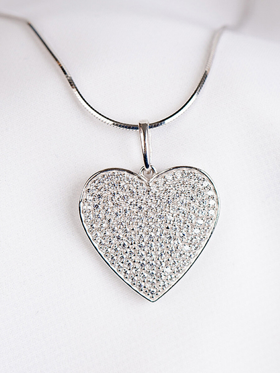 Подвеска, серебро, 925 проба, родирование, фианит